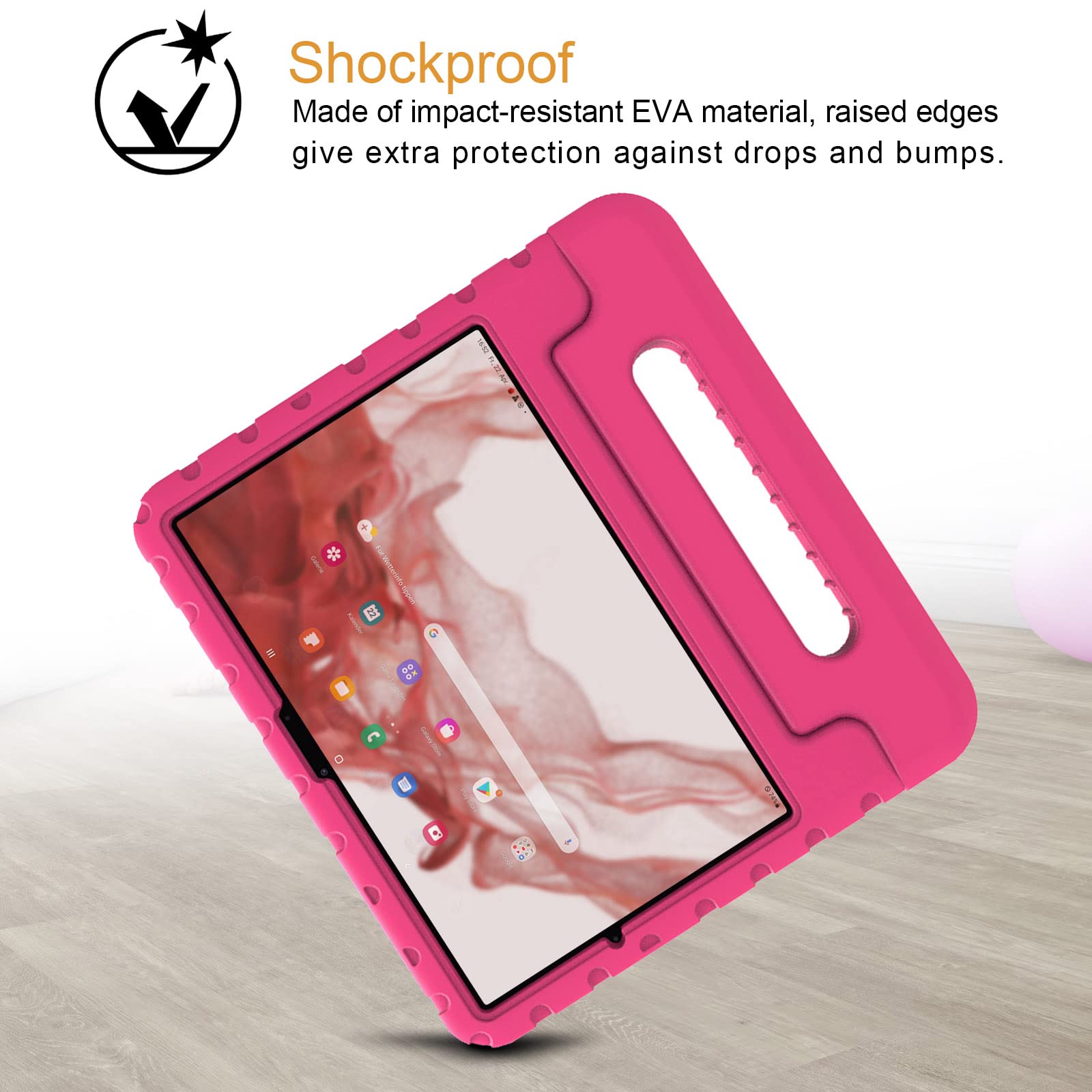 Thoreta Samsung Galaxy Tab S8 Plus/Tab S7 FE/Tab S7 12.4 inch Kids Case,Shockproof Kid-Proof Cover Protective EVA Device Encasing with S Pen Holder[SM-T730/T733/T738/T970/T975/T976/T978]