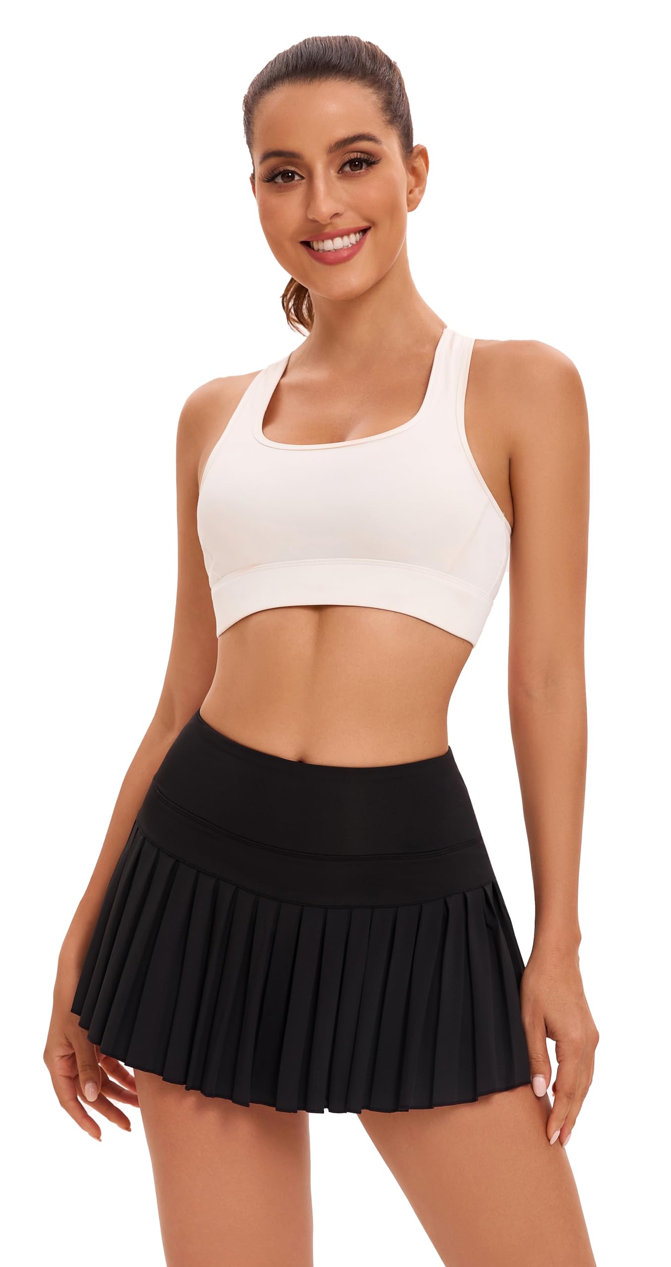 Yknktstc Women Tennis Skirt with Pocket Pleated Golf Skirt Workout Running Athletic Skort Small Black