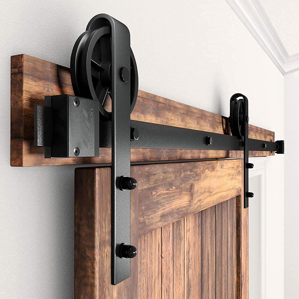WINSOON 11FT Single Wood Sliding Barn Door Hardware Kit with 1pc Barn Door Handle Set