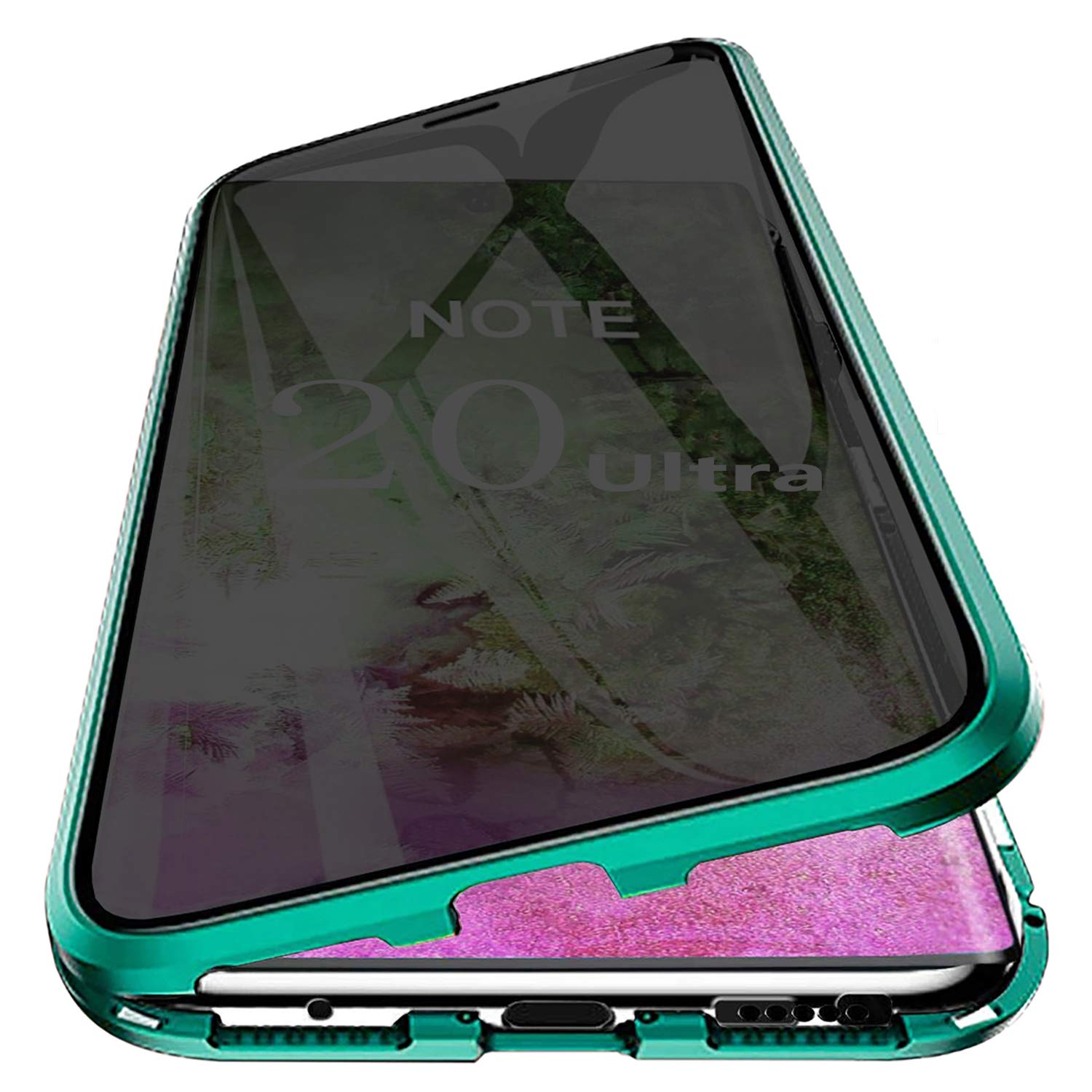 PHOVOLT Anti Peeping Magnetic Case for Galaxy Note20 Ultra, Anti Spy Privacy Glass Front and Back Cover Clear 360 Full Body Protective Case for Samsung Galaxy Note20 Ultra 6.9 inch 5G 2020 (Green)