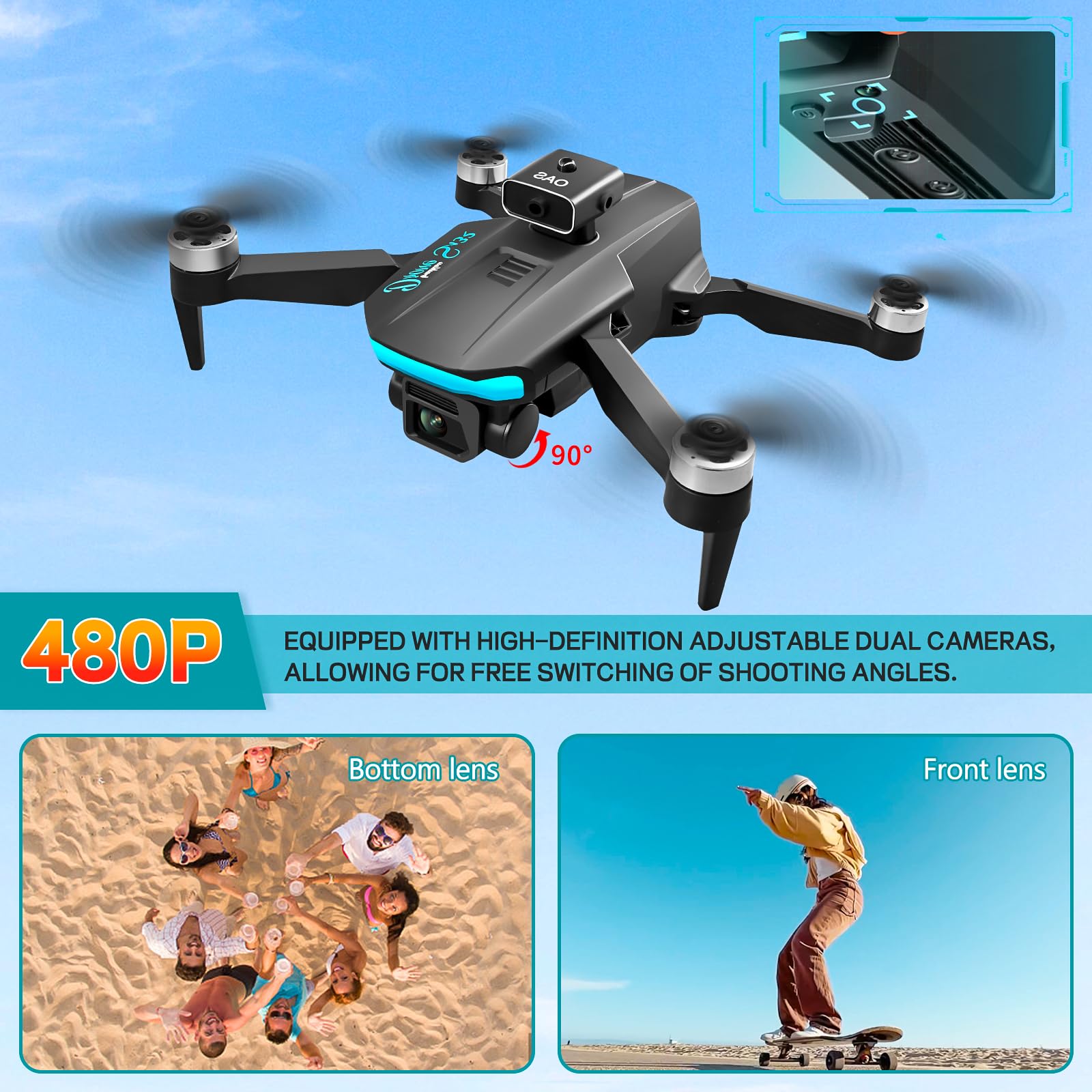 NUNUBE TOY Drone, Mini Drones with Camera, RC Drone for Adults, 2 Batteries Foldable Drone, FPV Drone for Beginners, 40 Mins Flight Time Quadcopter Profesional Video Drone for Kids