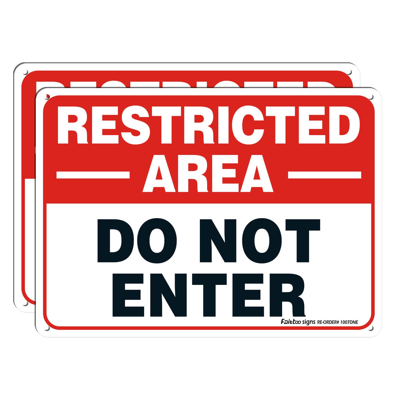 Restricted Area Sign, Do Not Enter Signs Metal, 2 Pack, 10 x 7 inch .40 Rust Free Aluminum, UV Protected, Weather Resistant, Waterproof, Durable Ink, Easy to install