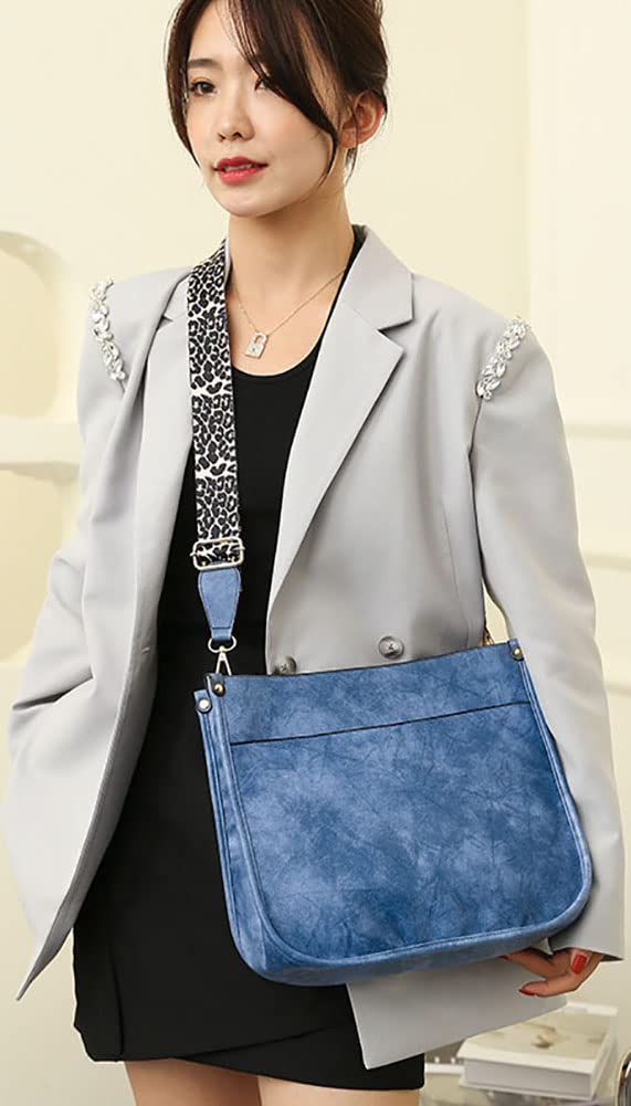 Women Crossbody Shoulder Bags Vegan Leather Hobo Bag Purse Bucket Bag with Leopard Guitar Strap