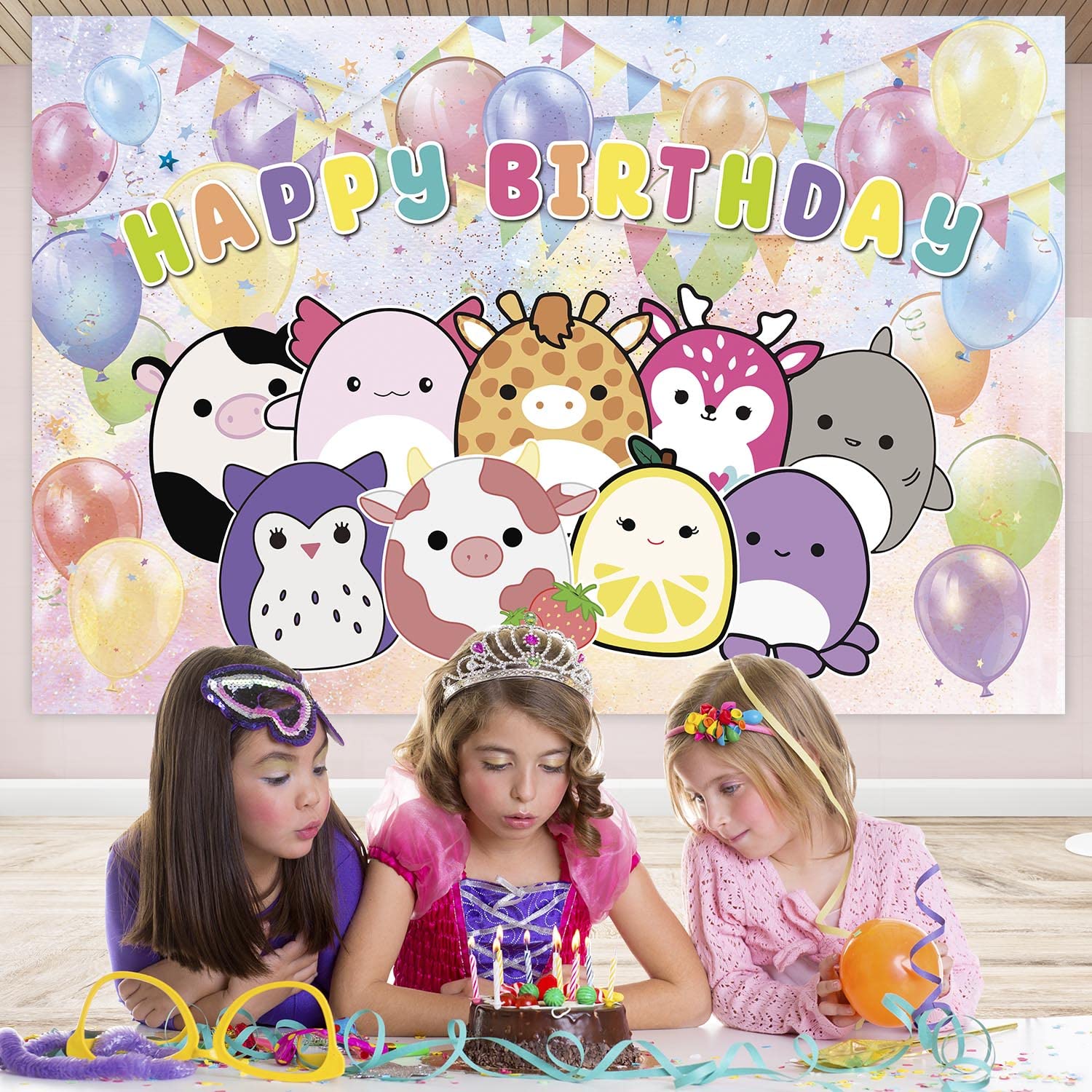 𝓢𝓺𝓾𝓲𝓼𝓱𝓶𝓪𝓵𝓵𝓸𝔀𝓼 𝓟𝓪𝓻𝓽𝔂 𝓑𝓪𝓬𝓴𝓭𝓻𝓸𝓹 5X3FT Squad Theme Backdrop for Girls Boys Kids Birthday Party Decorations Swuishmellow Party Supplies for Photography Banner Backgrounds
