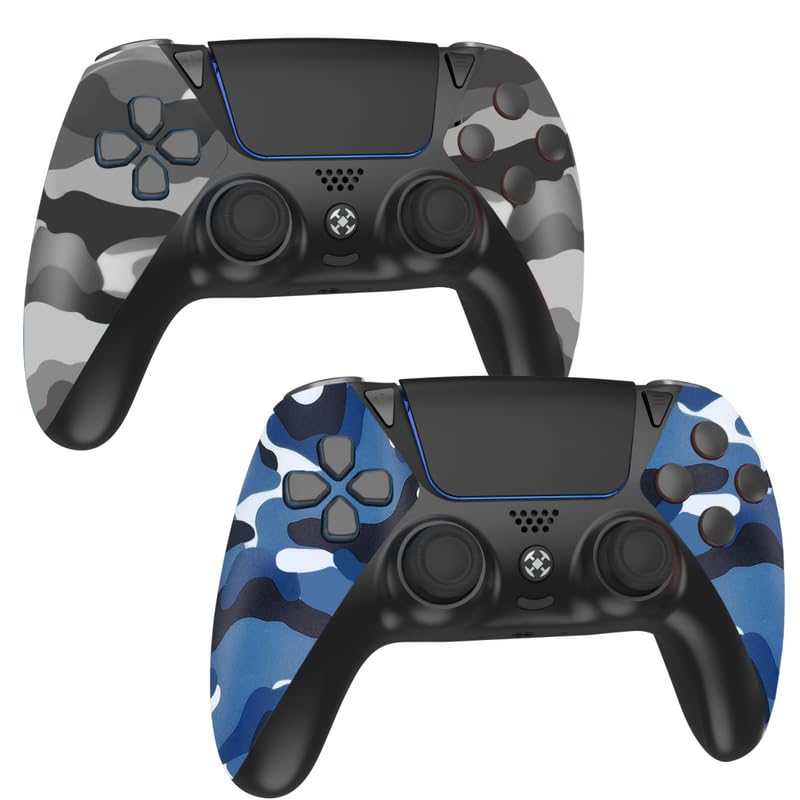 Number 2 Pack Controller for PS4 Controller,forajoy Gaming Controller for Playstation 4 Controller with Charging Station,Remote Control with PS4 Controller Charger,Camo Gray+Camo Blue+Charger Station