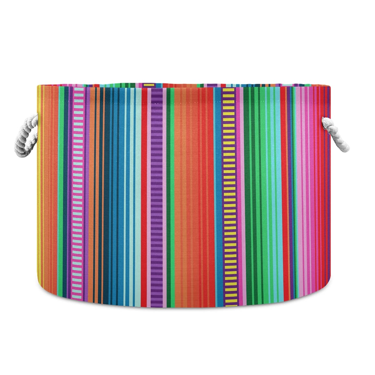 xigua Large Storage Basket Cotton Rope Basket Mexican Serape Blanket Stripes Baby Laundry Basket for Blankets Toys Storage Basket Laundry Hamper