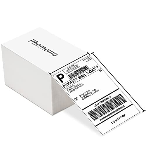 Phomemo 4x6 Thermal Label, Shipping Labels 4x6, Thermal Printer Labels, Fan-Fold Label, Permanent Adhesive, Commercial Grade, 500 Labels