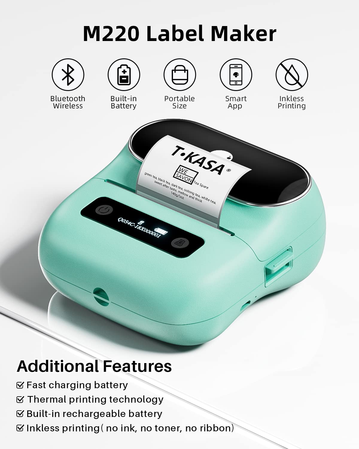 Phomemo M220 Label Maker, New Flagship 3.14 Inch Bluetooth Thermal Label Printer for Barcode, Address, Labeling, Mailing, File Folder Label, Easy to Use, with 3 Rolls Label