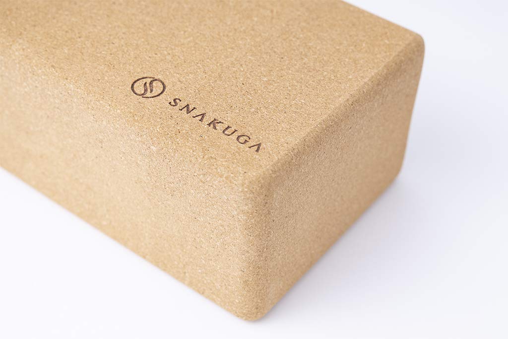 SNAKUGA Cork Yoga Block 2 Pack for Pilates, 9"x6"x3" Non-Slip & High Density Blocks for Meditation, Fitness and Stretching, Supportive and Flexibility Brick for Improve Poses Balance