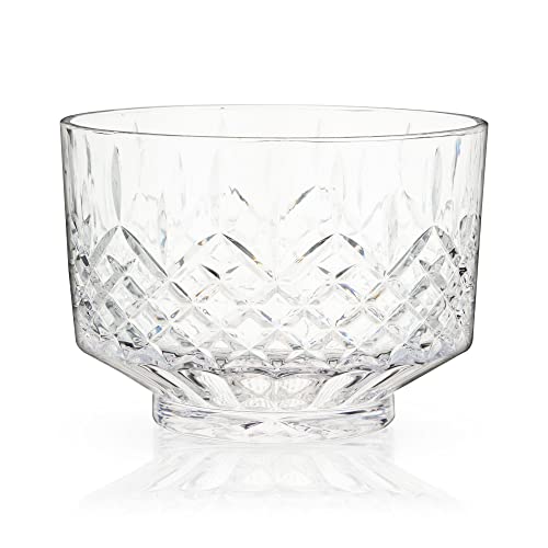 Viski Admiral Crystal Punch Bowl - Vintage Style Glass Punch Bowl for Parties - Serveware for Cocktails, Dishwasher Safe 2.5 Gallons 320oz Set of 1.