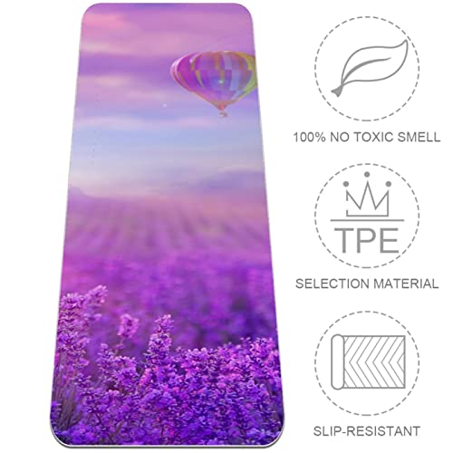 Yoga Mat, Yoga Mats for Home Workout, Workout Mat, Exercise Mats, Pilates Mat, Lavender Hot Air Balloon
