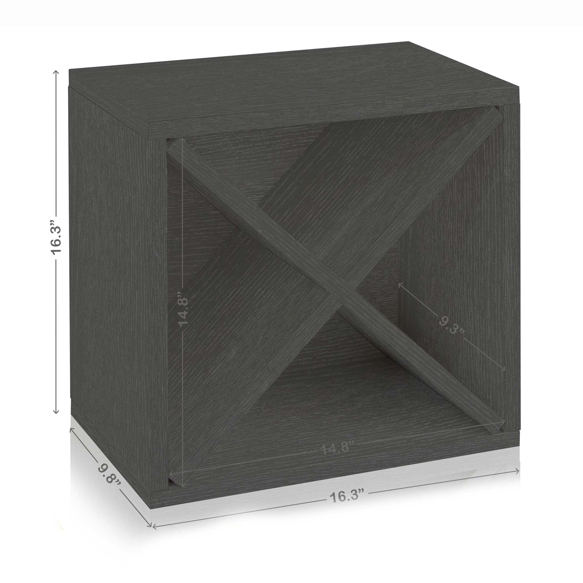 Way Basics Wine Rack Cube Stackable Bar Shelf (12 Bottle), Charcoal Black