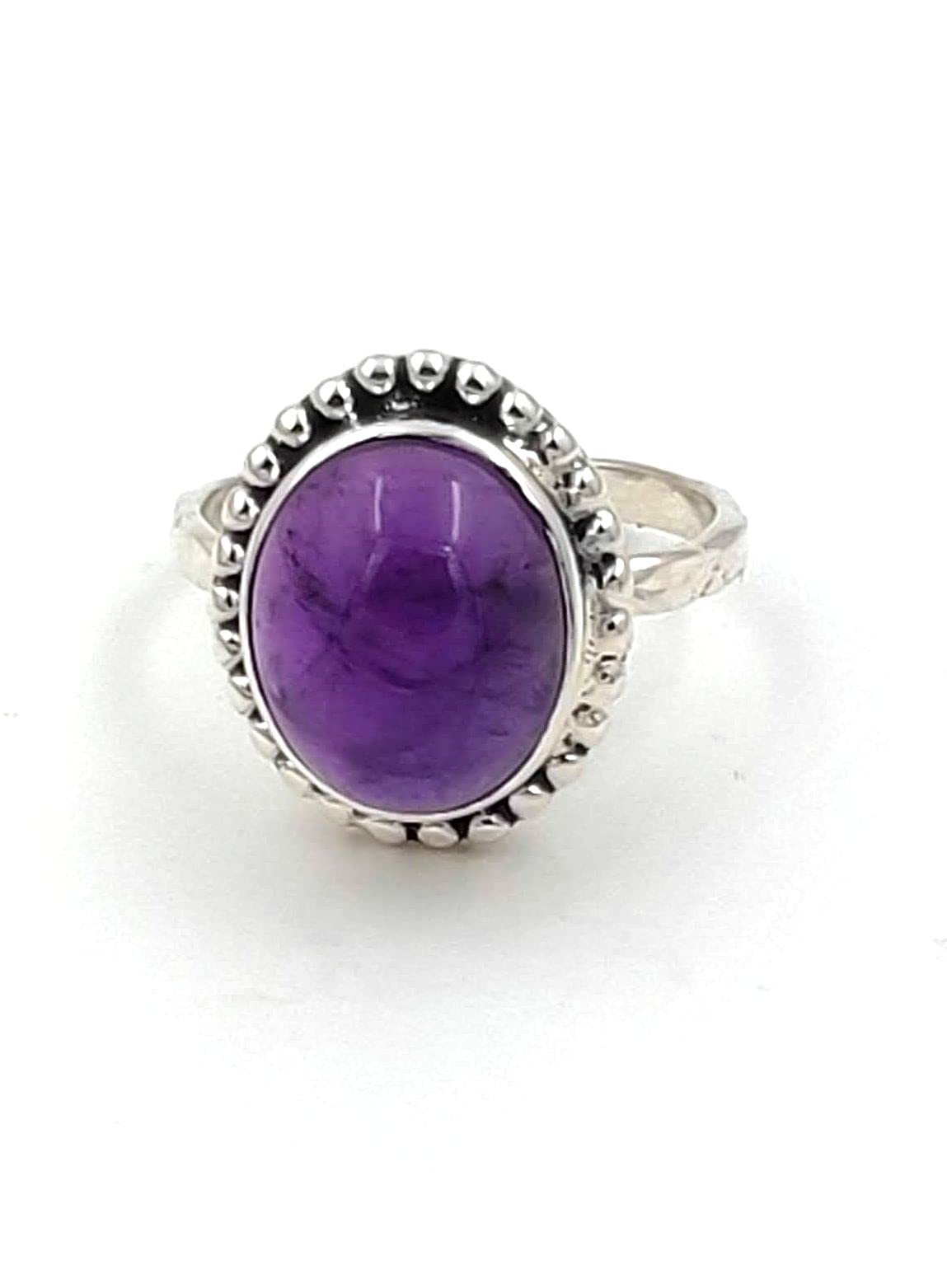 Navya Craft Amethyst Stone Silver Ring | 925 Sterling Silver Handmade Statement Promise Ring for Women | Natural Gemstone Boho Jewelry | February Birthstone | Gift for Her Birthday Anniversary