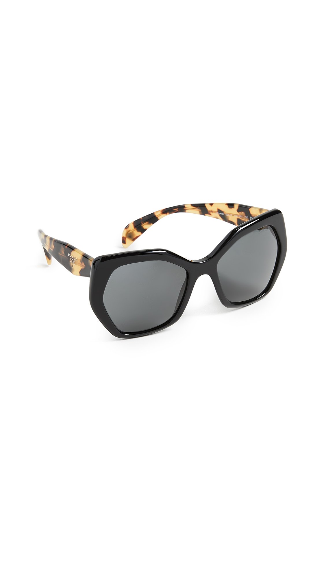 Prada Heritage PR 16RS 1AB5S0 Black Plastic Butterfly Sunglasses Grey Lens
