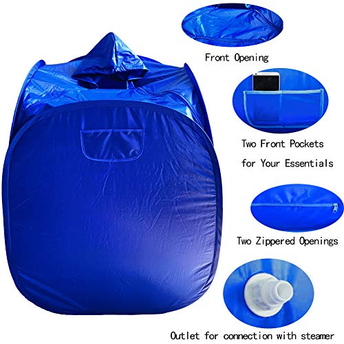 ZONEMEL Portable Steam Sauna for Home, Personal Full Body Spa for Relaxation, Spa Tent with Hood, 2L 900W Steam Generator with Remote Control-(Blue, L 33.5”x W 32.3”x H 41.7”)