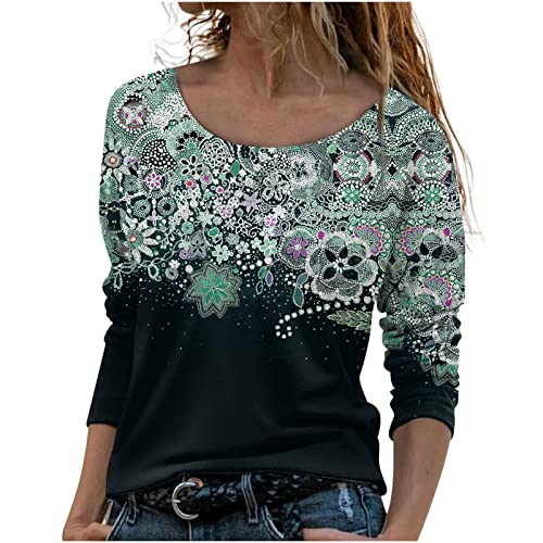 Women's Cute Printing Pullover Casual Fashion Long Sleeve Sweatshirt Round Neck Autumn and Winter Blouses