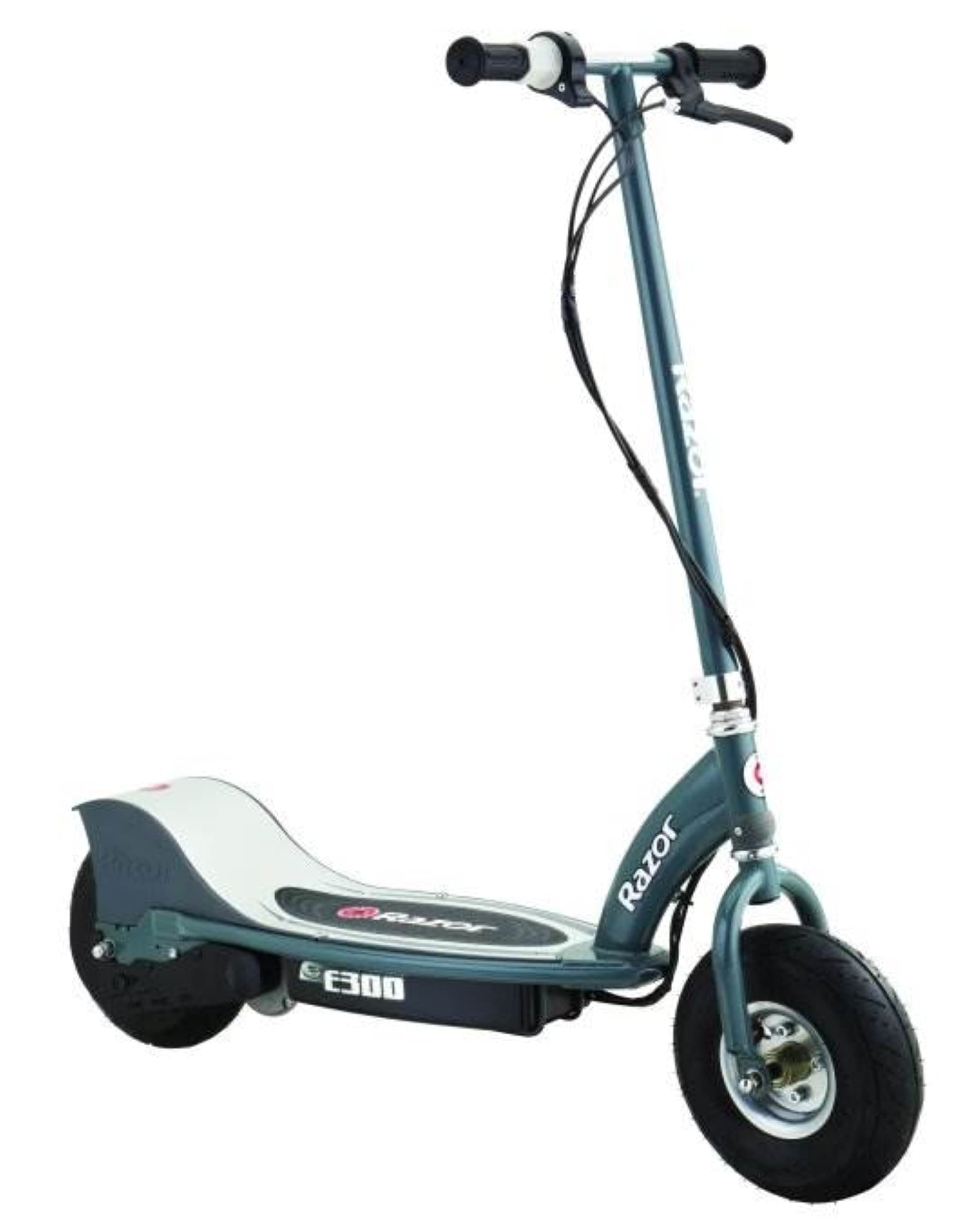Razor E300 Electric 24 Volt Motorized Rechargeable Scooter with Acceleration Control and Front Brake, Gray with Sport Safety Helmet, Black