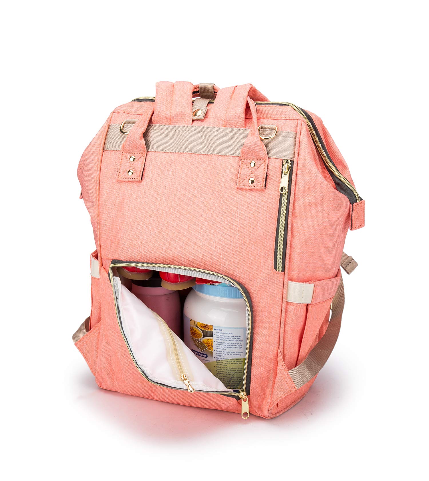 PULUSI 20-35L Diaper Bag Backpack,Multi-Function Oxford Waterproof Maternity Baby Nursing Nappy Back Pack for Mom/Dad on Travel, Large & Stylish & Durable / 16.5x10.2x6.3"(Purple)