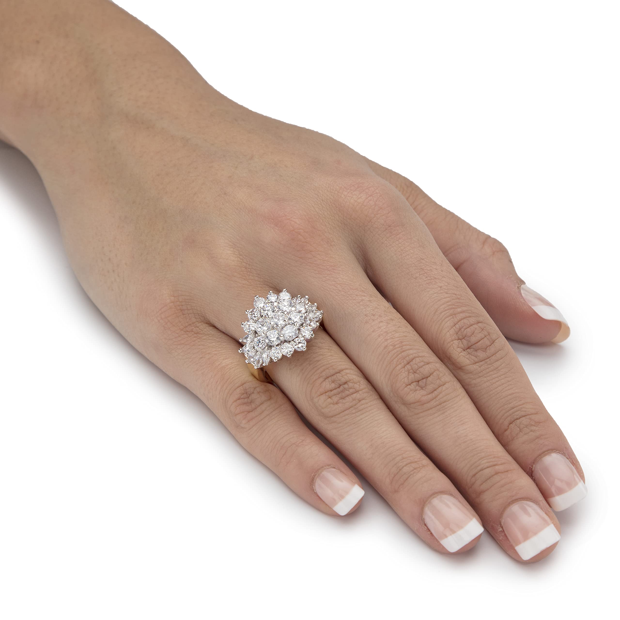 PalmBeach Yellow Gold-Plated Round Cubic Zirconia Cluster Ring Sizes 6-10 Size 8