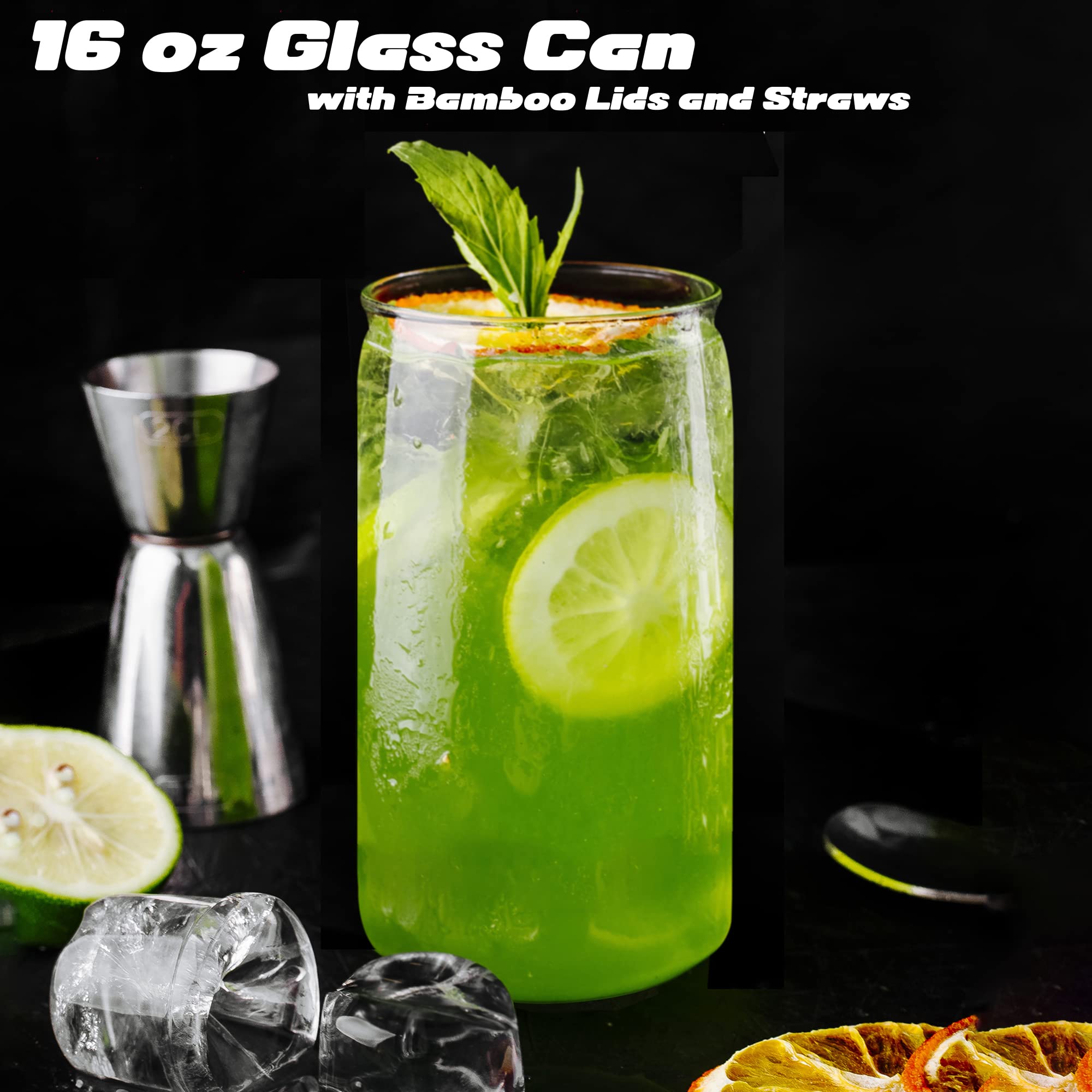 VACVOU 25 Pack 16oz Beer Can Glass with Lids and Straw, Can Shaped Glass Cups,Glass Cup,Beer Glasses Drinking Glasses Bulk (Transparent)