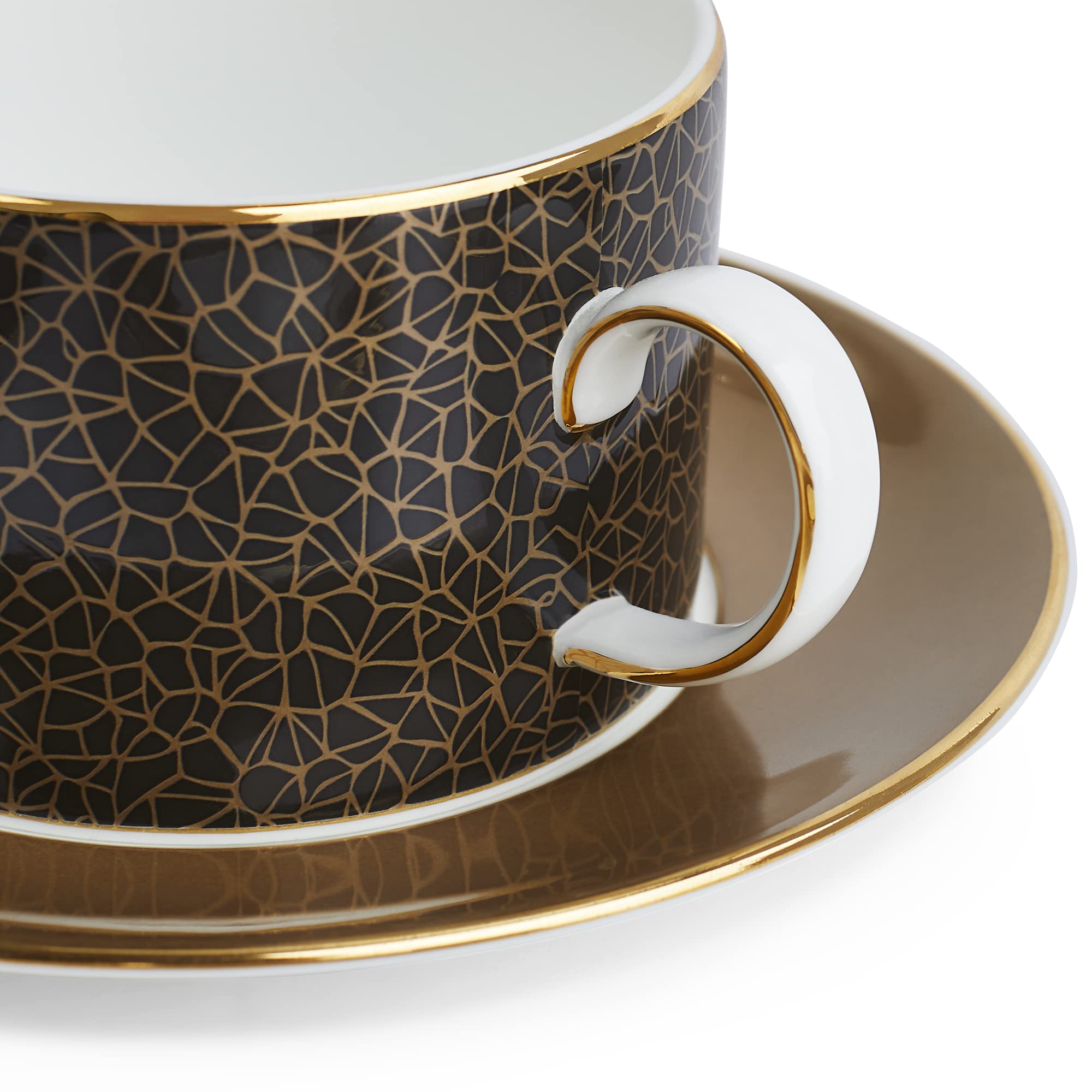 Wedgwood Gio Gold Accent Teacup & Saucer Set of 4