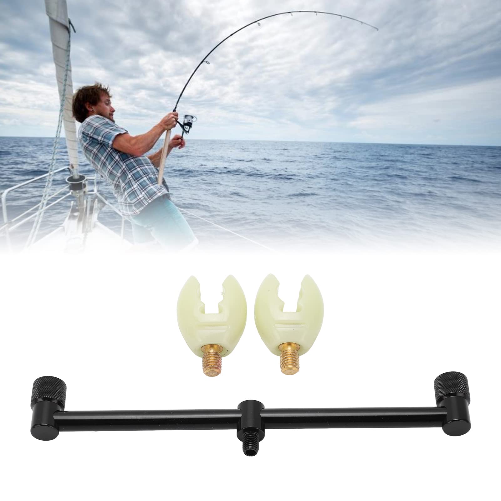 Yeuipea Carp Fishing Buzz Bars Carp,Carp Fishing Rod Support Buzz Bar with Luminous Head Aluminum Alloy Fishing Buzz Bars Accessory(25cm)