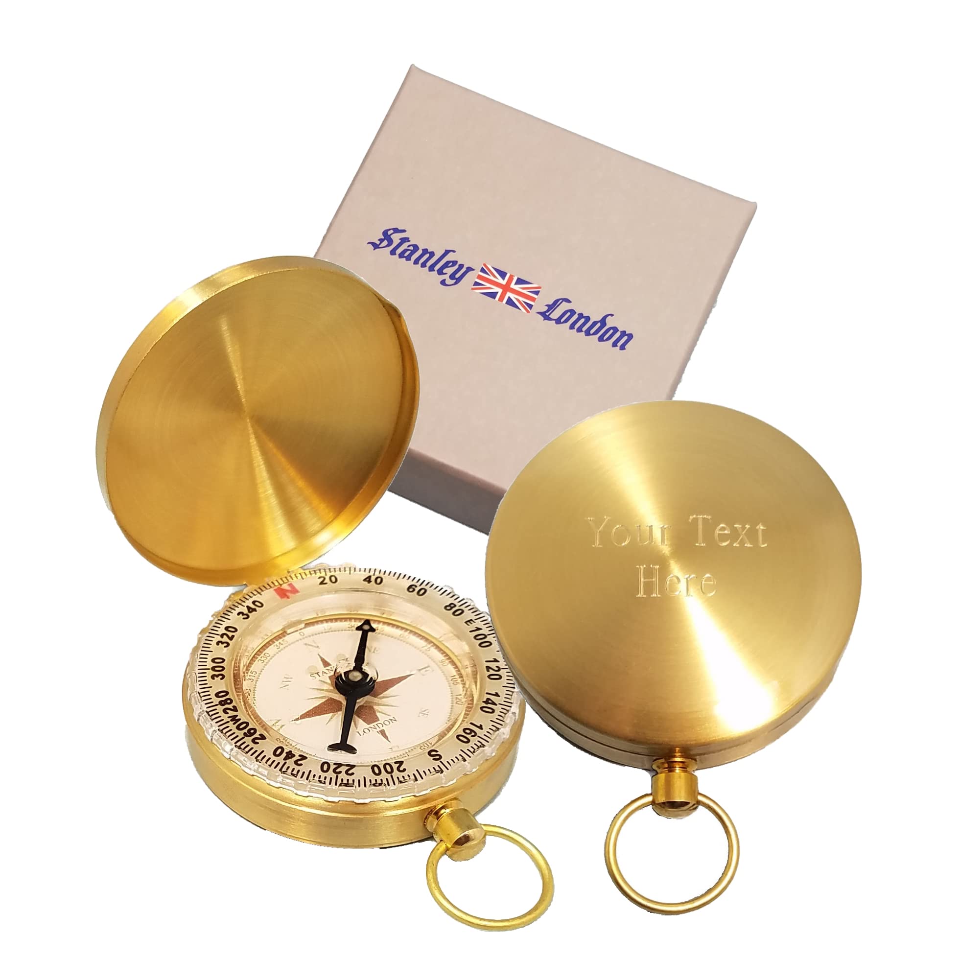 Personalized Wilderness Scouting Brass Pocket Compass | Engraved Gift for Husband, Son, Scouts, Camping, Hiking (My Own Text)