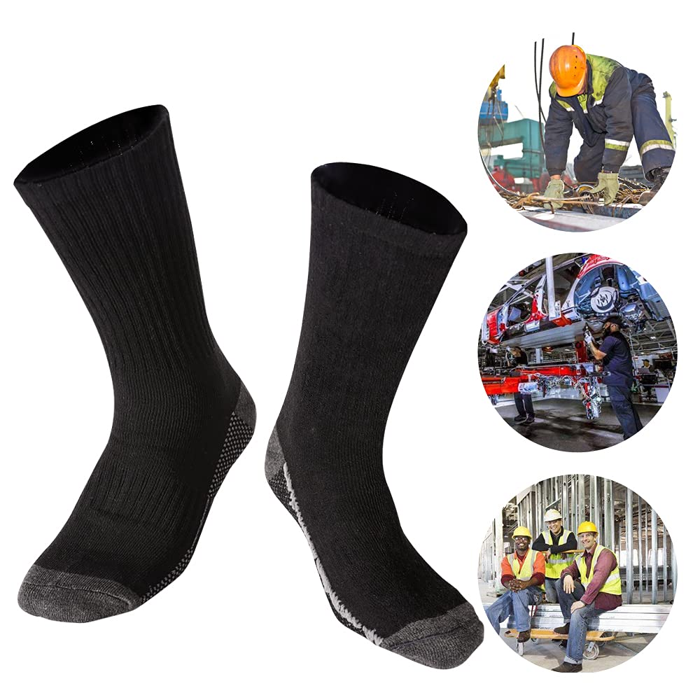 SoxDaddy Men's 10Pack Athletic Casual Socks Cotton Heavy Cushion Crew Outdoor Socks (US 13-15/Shoe Size 12-15,Black2)