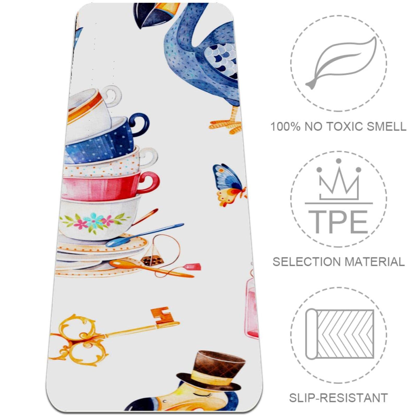Yoga Mat, Yoga Mats for Home Workout, Workout Mat, Exercise Mats, Pilates Mat, abstract doodle watercolor pattern