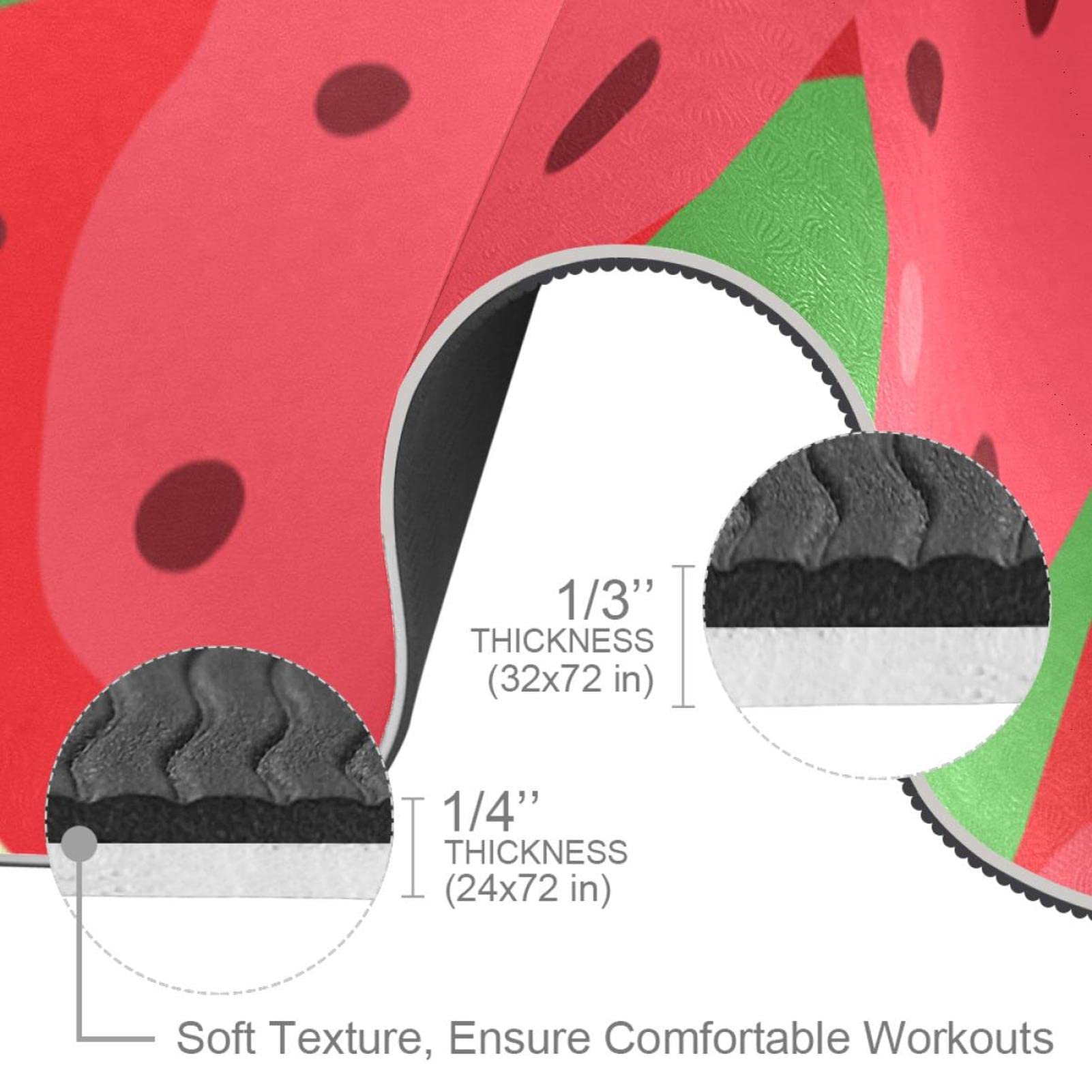 Yoga Mat, Yoga Mats for Home Workout, Workout Mat, Exercise Mats, Pilates Mat, Fruit Watermelon