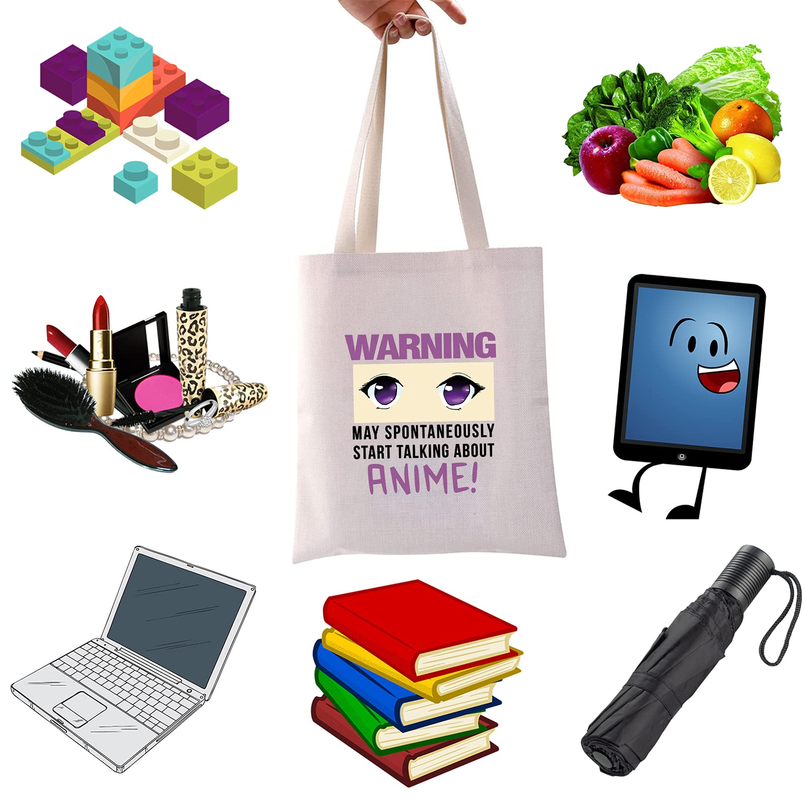 WCGXKO Anime Lover Gift Warning May Spontaneously Start Talking About Anime Tote Bag For Anime Fans (Talking About Anime2)