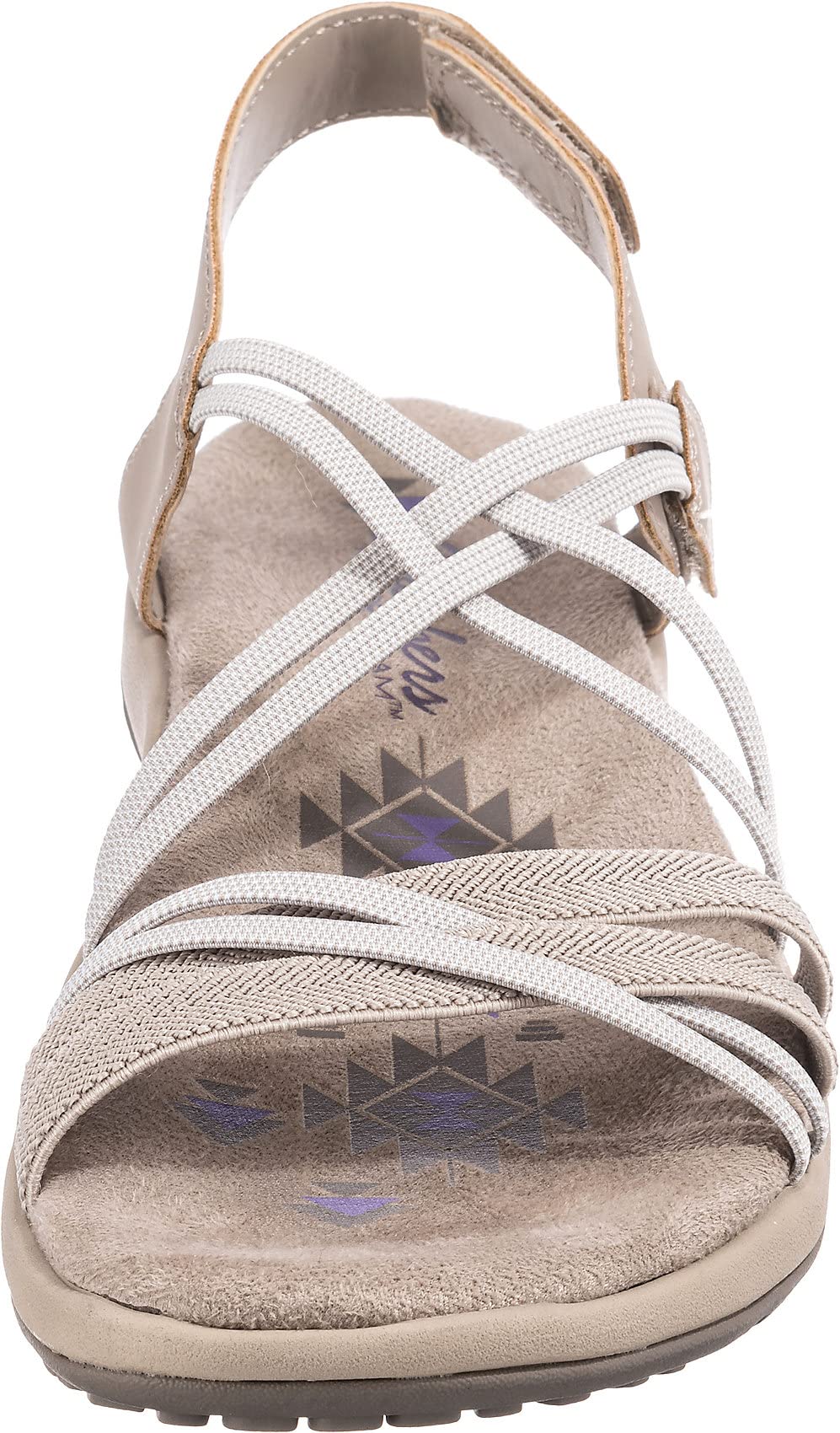 Skechers Women's Reggae Slim-Takes Two Flat Sandal, Taupe, 6 Wide
