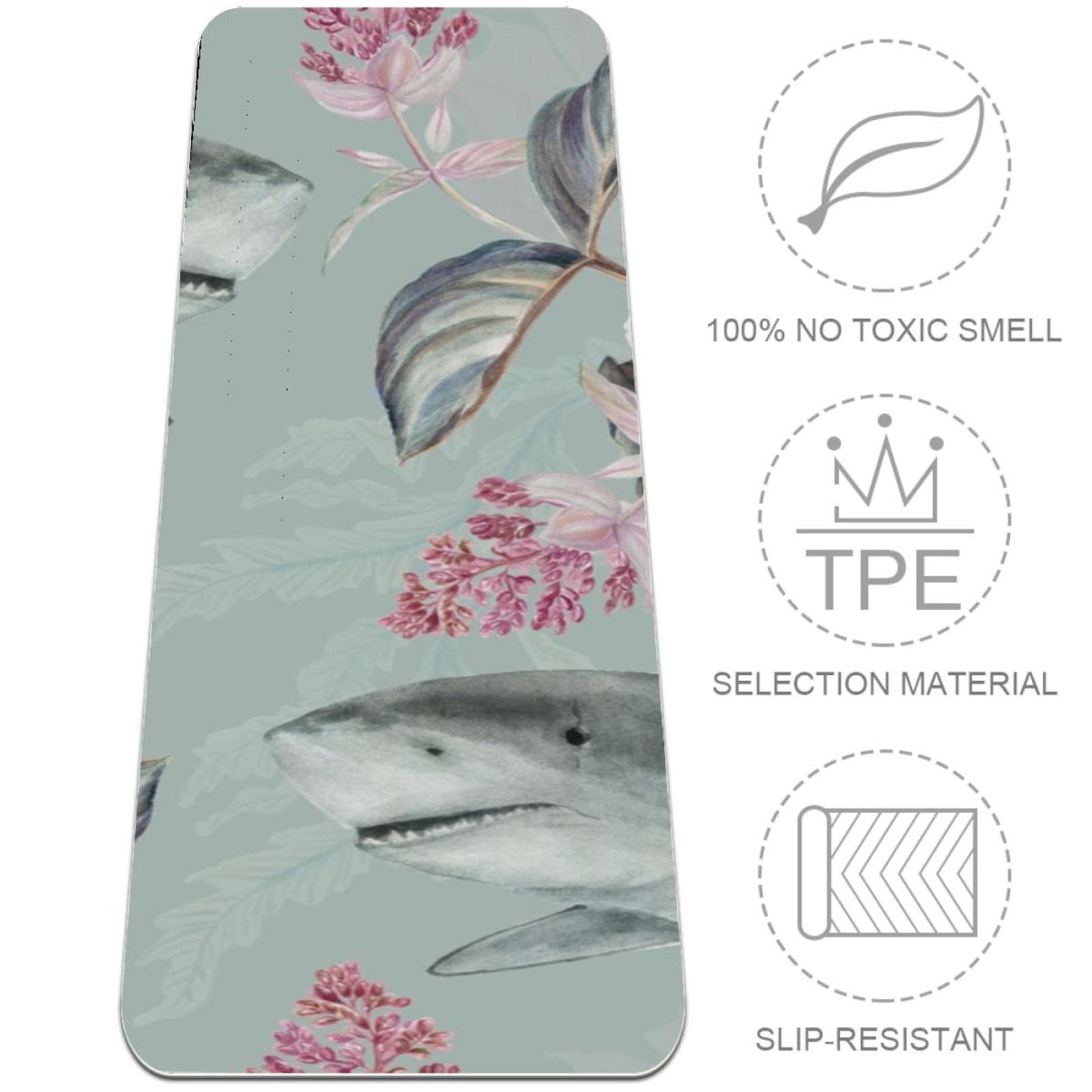Yoga Mat, Yoga Mats for Home Workout, Workout Mat, Exercise Mats, Pilates Mat, whale flower leaf plant pattern