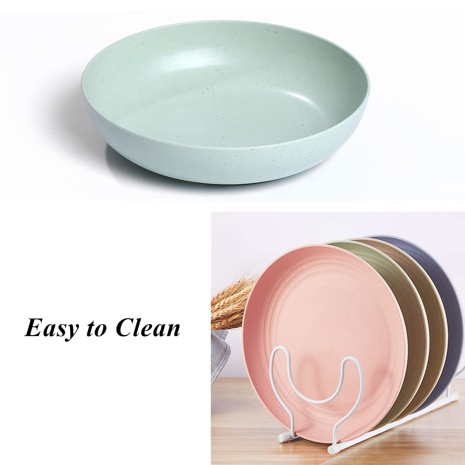 WANBY Plastic Plates 10 Pcs Lightweight 5.6" Plastic Plates Unbreakable Dinner Dishes Plates Set Dishwasher & Microwave Safe