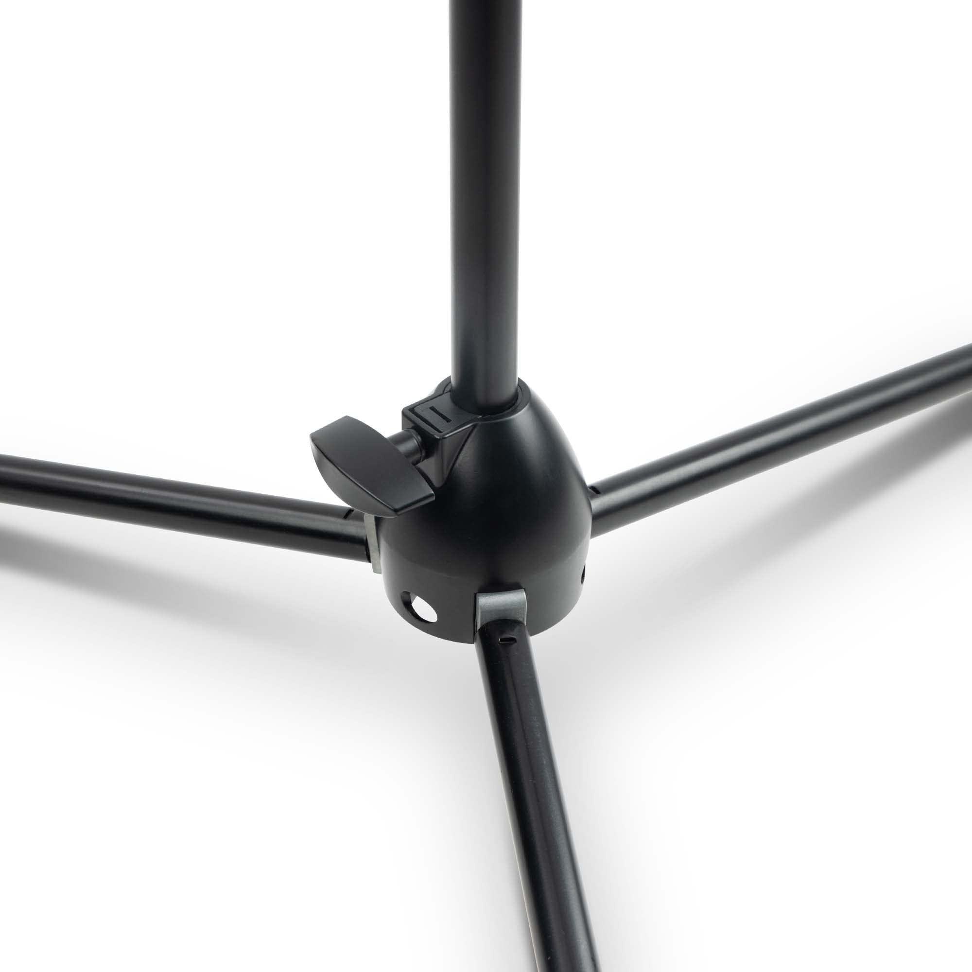 On-Stage MS9701B+ Heavy-Duty Euro-Boom Mic Stand (Setup for Vocal and Instrument Microphones, Adjustable Height, Portable, Folding, Tripod Base, Rubber Feet, Steel and Zinc, 5/8″-27 Threading, Black)