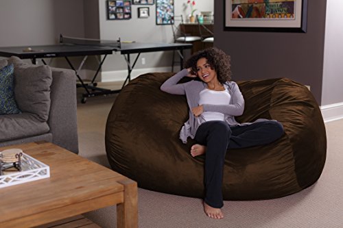 Sofa Sack - Plush Bean Bag Sofas with Super Soft Microsuede Cover - XL Memory Foam Stuffed Lounger Chairs for Kids, Adults, Couples - Jumbo Bean Bag Chair Furniture - Chocolate 6'