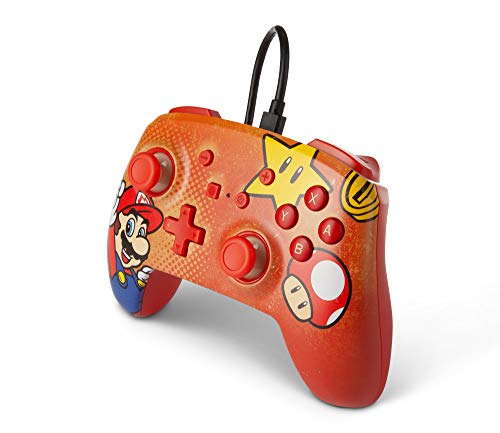 PowerA Enhanced Wired Controller for Nintendo Switch - Mario Vintage, Gamepad, Wired Video Game Controller, Gaming Controller - Nintendo Switch