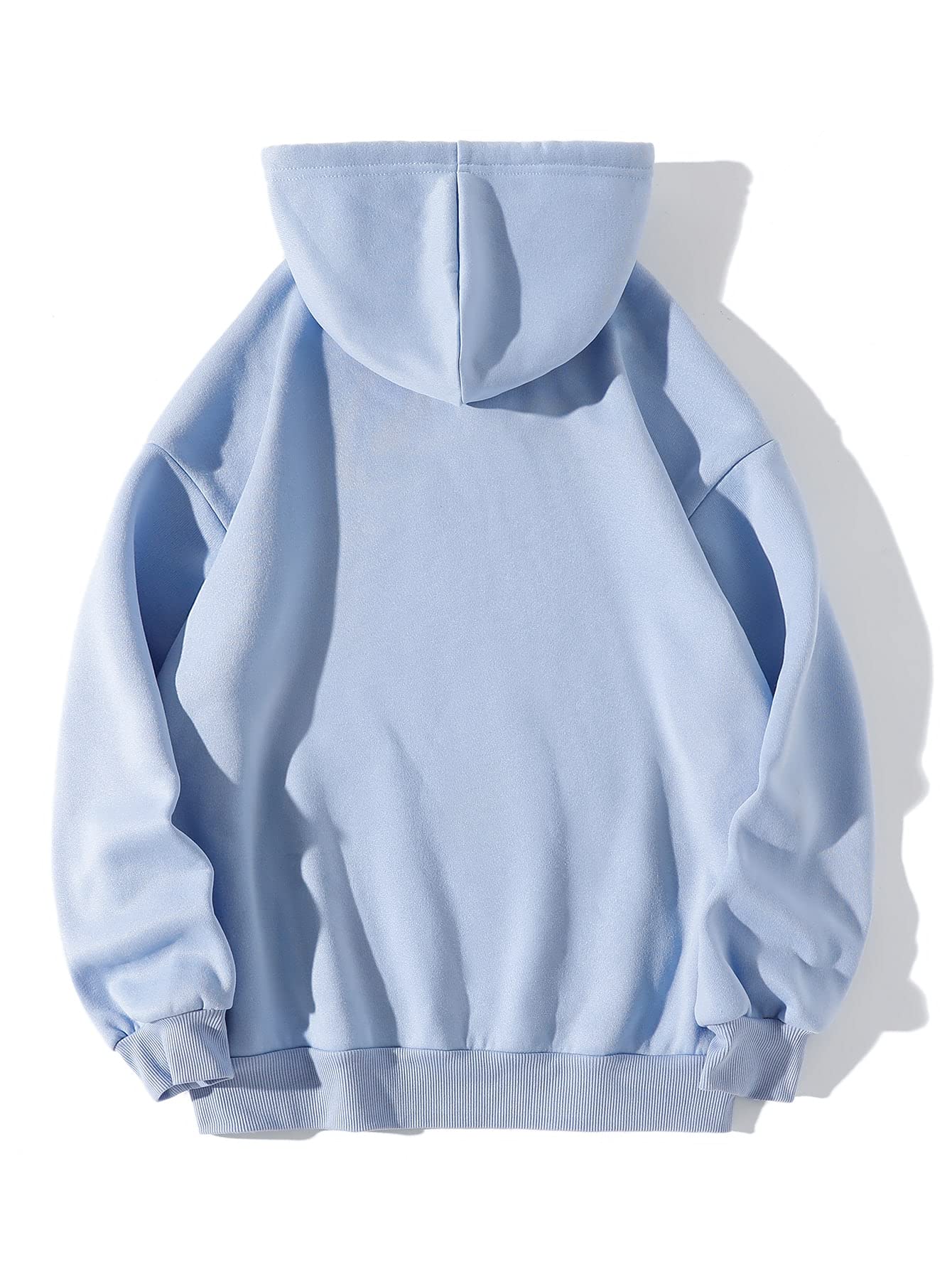 WDIRARA Women's Letter Graphic Print Pocket Drawstring Hoodie Sweatshirts Top Blue XL