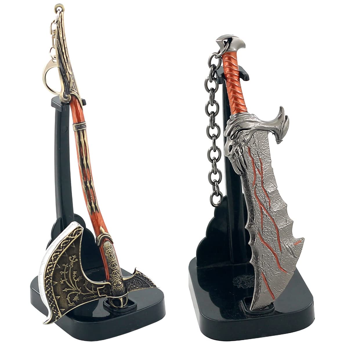 WODEJIAOBAO Keychain,Blades of Chaos,Leviathan Axe keychain Cosplay Jewelry Accessories Gift for Men or Women(2 Pcs