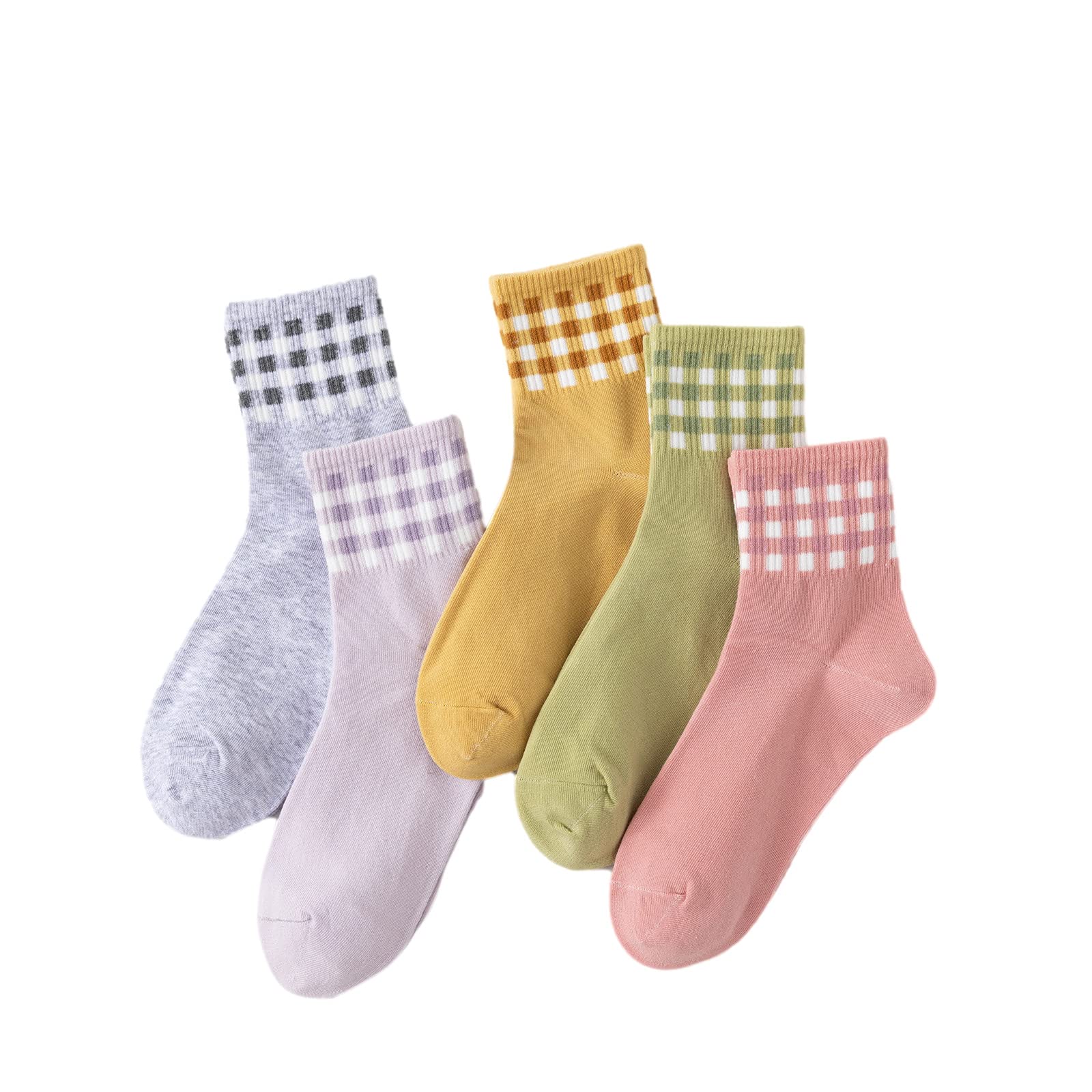 Tynelles 5 Pairs Cotton Socks for Women Comfortable Fashion Athletic Crew Socks With Cute Graphic Print, Multicolour, One Size