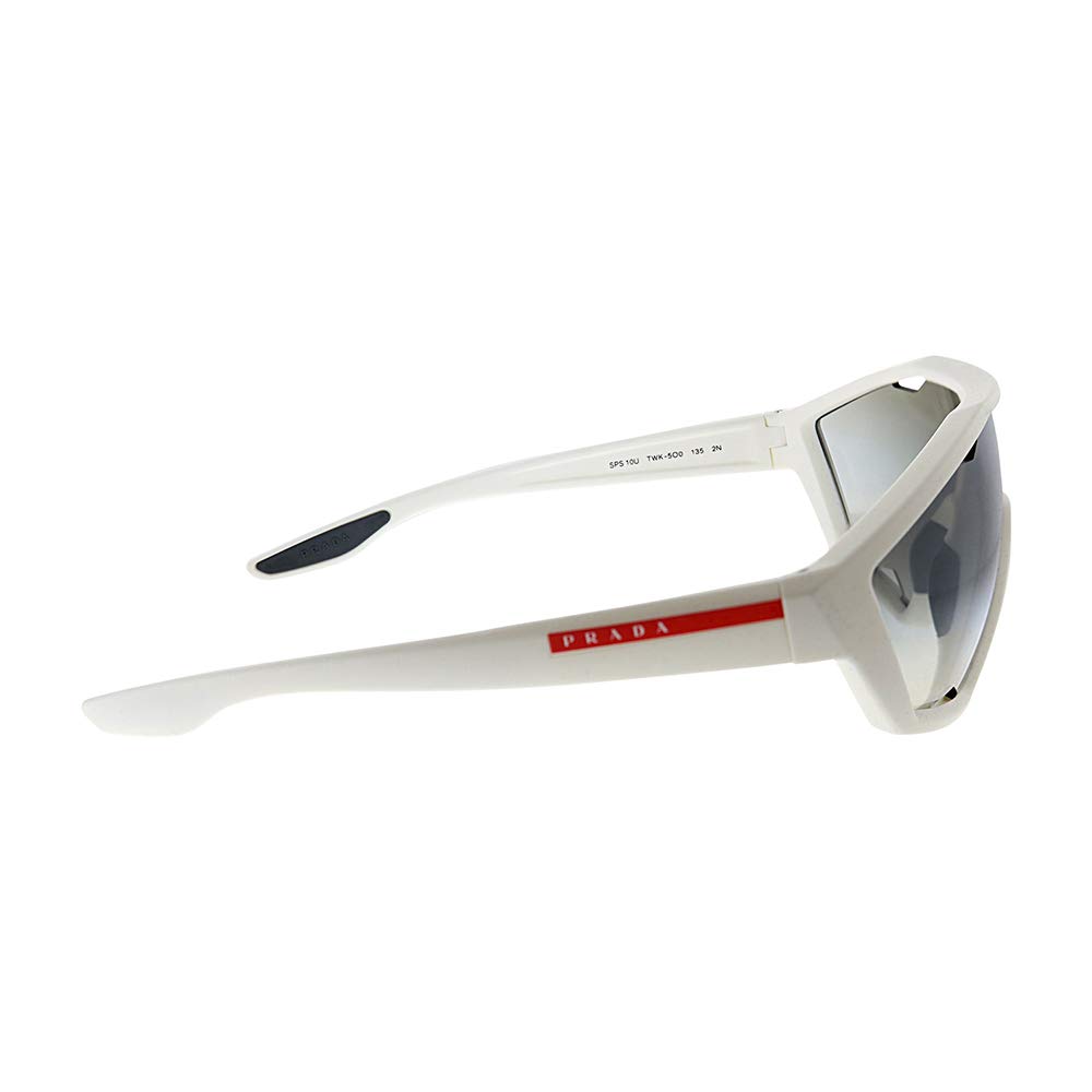 Prada PS 10US TWK5O0 White Plastic Cat-Eye Sunglasses Silver Mirror Lens