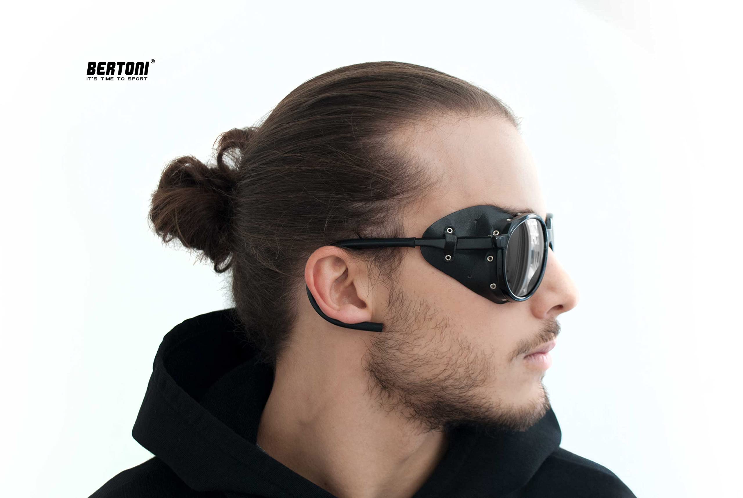 Polarized Sunglasses for Mountain Hiking Trekking Glacier Snow mod. Cortina Italy Shiny Black (Dark Brown Polarized)