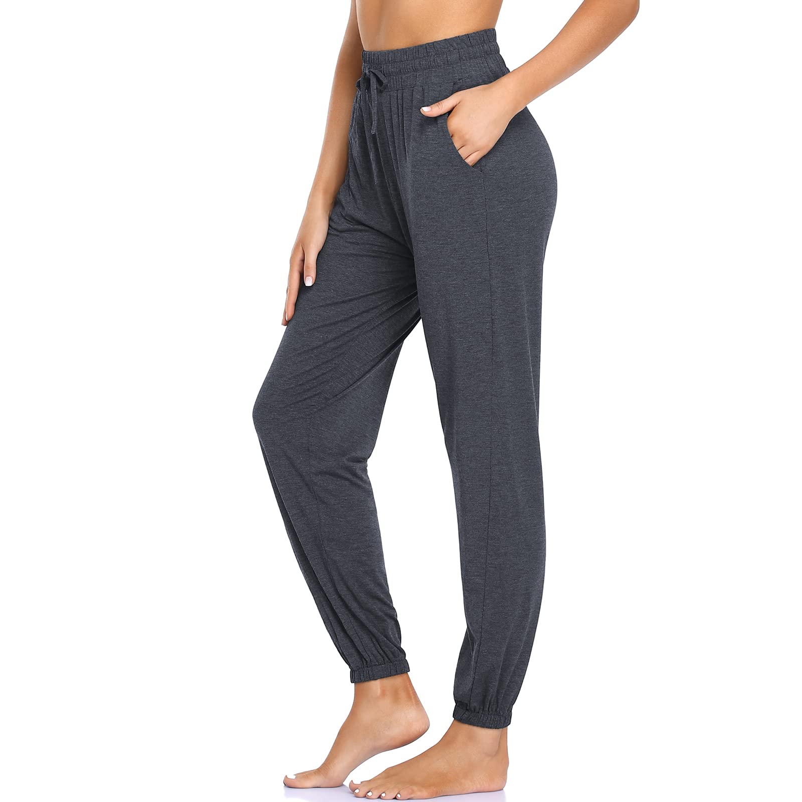 Women's High Waisted Yoga Sweatpants Athletic Casual Pants Soft Lightweight Joggers Comfy Lounge Drawstring Workout Ladies Sweat Pants S Grey