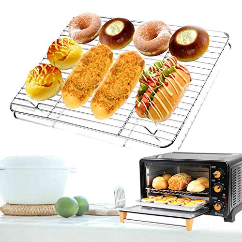 TeamFar Cooling Rack, Baking Roasting Rack Stainless Steel for Baking Sheet Oven Pan, Healthy & Rust Free, Mirror Finish & Dishwasher Safe - Set of 2(15 inch & 11 inch)