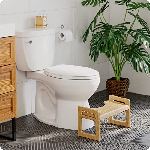 Squatty Potty Tao Bamboo Adjustable Toilet Stool, 7" & 9" Height, Bathroom Stool for Kids and Adults, Brow