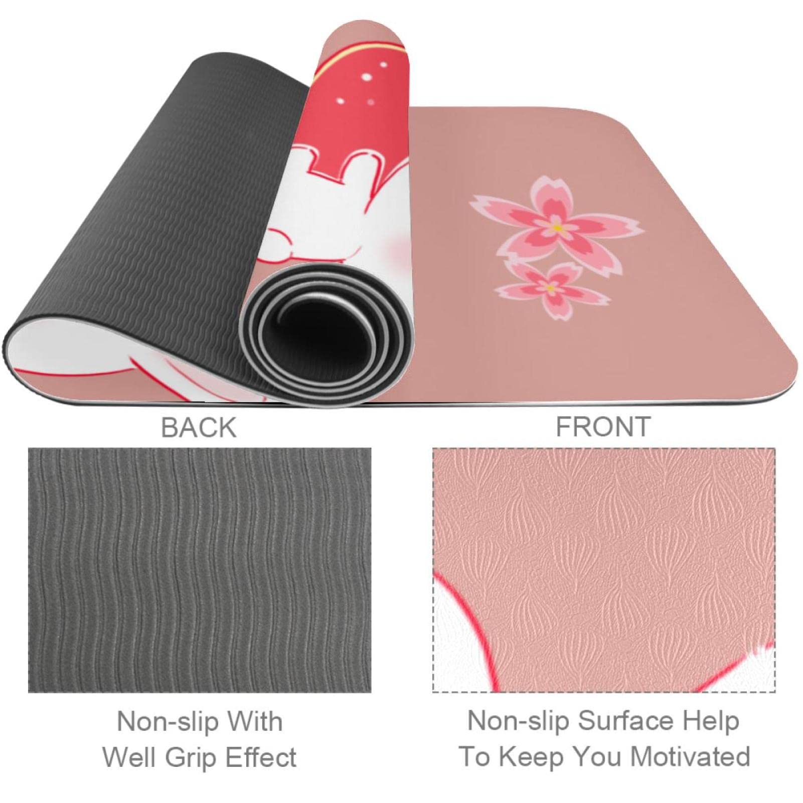 Yoga Mat, Yoga Mats for Home Workout, Workout Mat, Exercise Mats, Pilates Mat, Cartoon Bunny Strawberry Cake