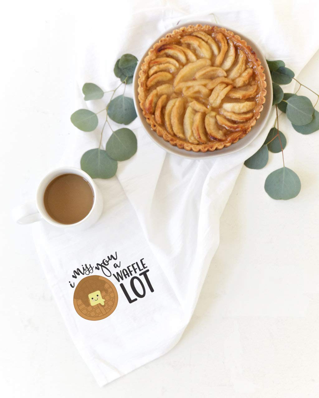 The Cotton & Canvas Co. I Miss You A Waffle Lot Soft and Absorbent Kitchen Tea Towel, Flour Sack Towel and Dish Cloth