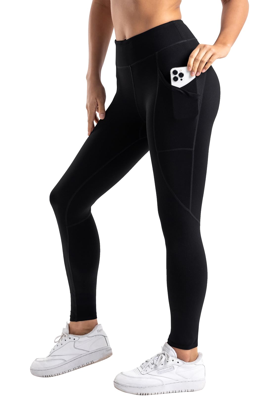Yogipace Petite Women's 23" Yoga Workout Running Leggings with Side Pockets Black Size XXL
