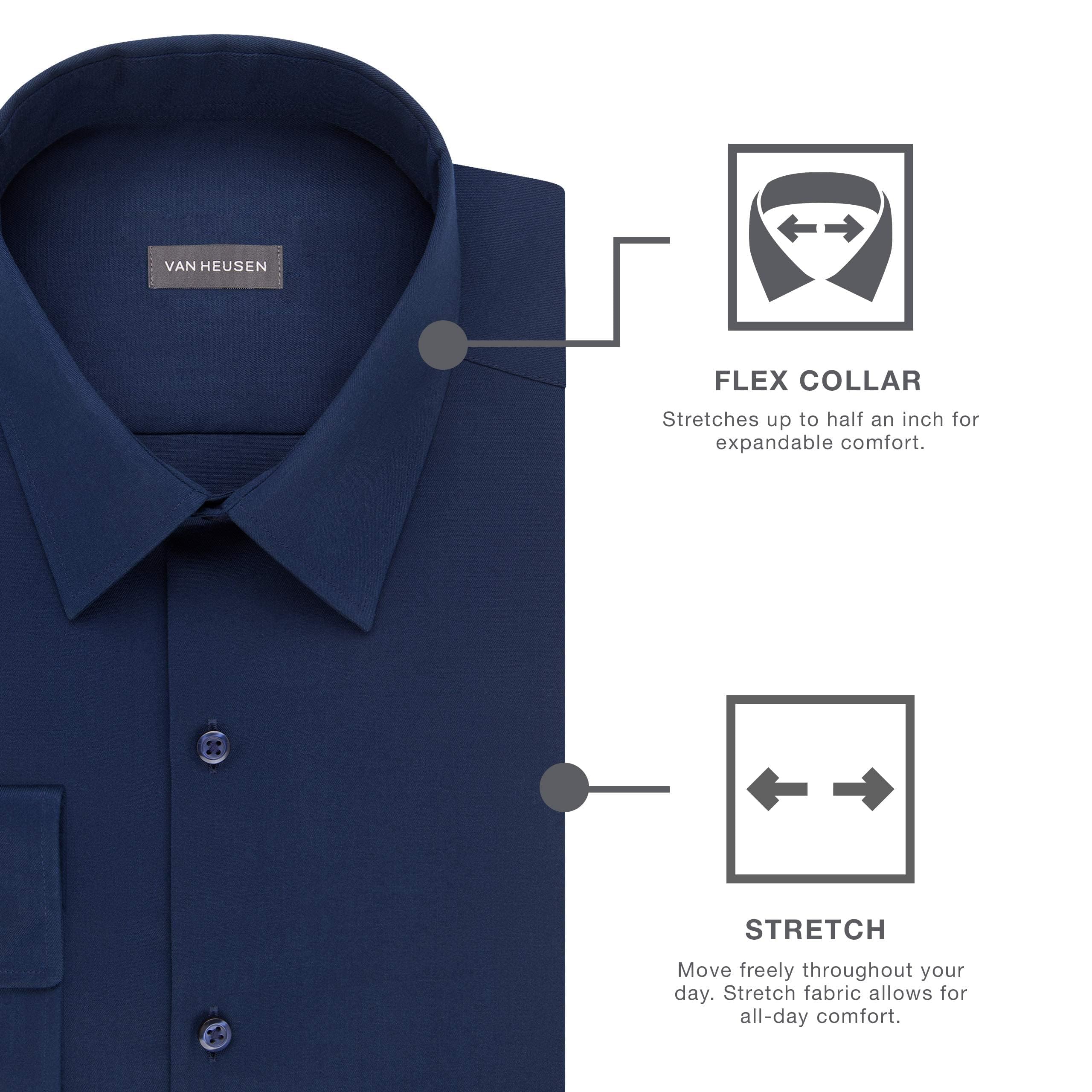 Van Heusen men's Big Fit Flex Collar Stretch Solid (Big and Tall) Dress Shirt, Blue Frost, 18.5 Neck 34 -35 Sleeve XX-Large US