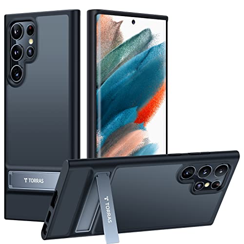 𝙏𝙊𝙍𝙍𝘼𝙎 MarsClimber Designed for Samsung Galaxy S22 Ultra Case 6.8'' [3 Stand Ways Metal Kickstand] [8FT Military Shockproof Protection] Translucent Matte for Samsung S22 Ultra Case Mystic Black